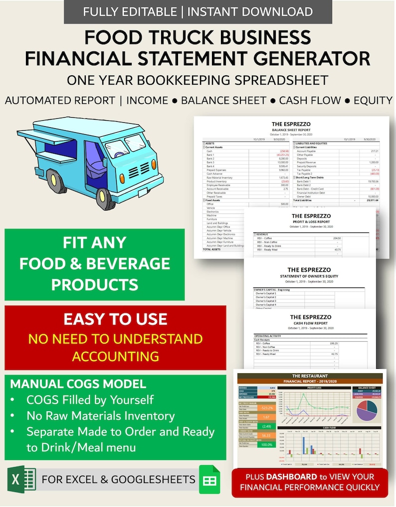 Food Truck Business Financial Statement Generator | Automated Income ...