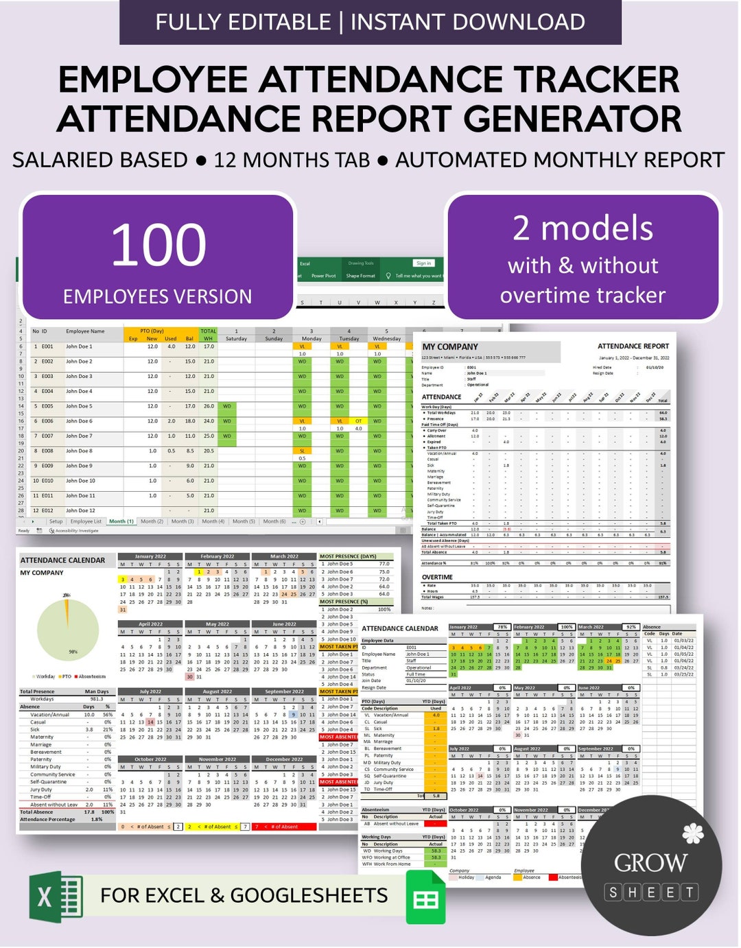 Employee Attendance Tracker and Report Generator | Monthly Leave ...