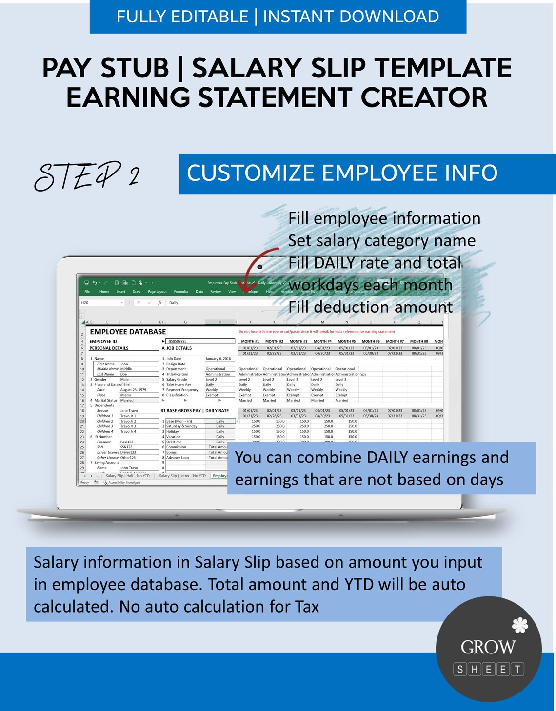Salary Slip Generator Pay Slip Creator With Daily Employee Database ...