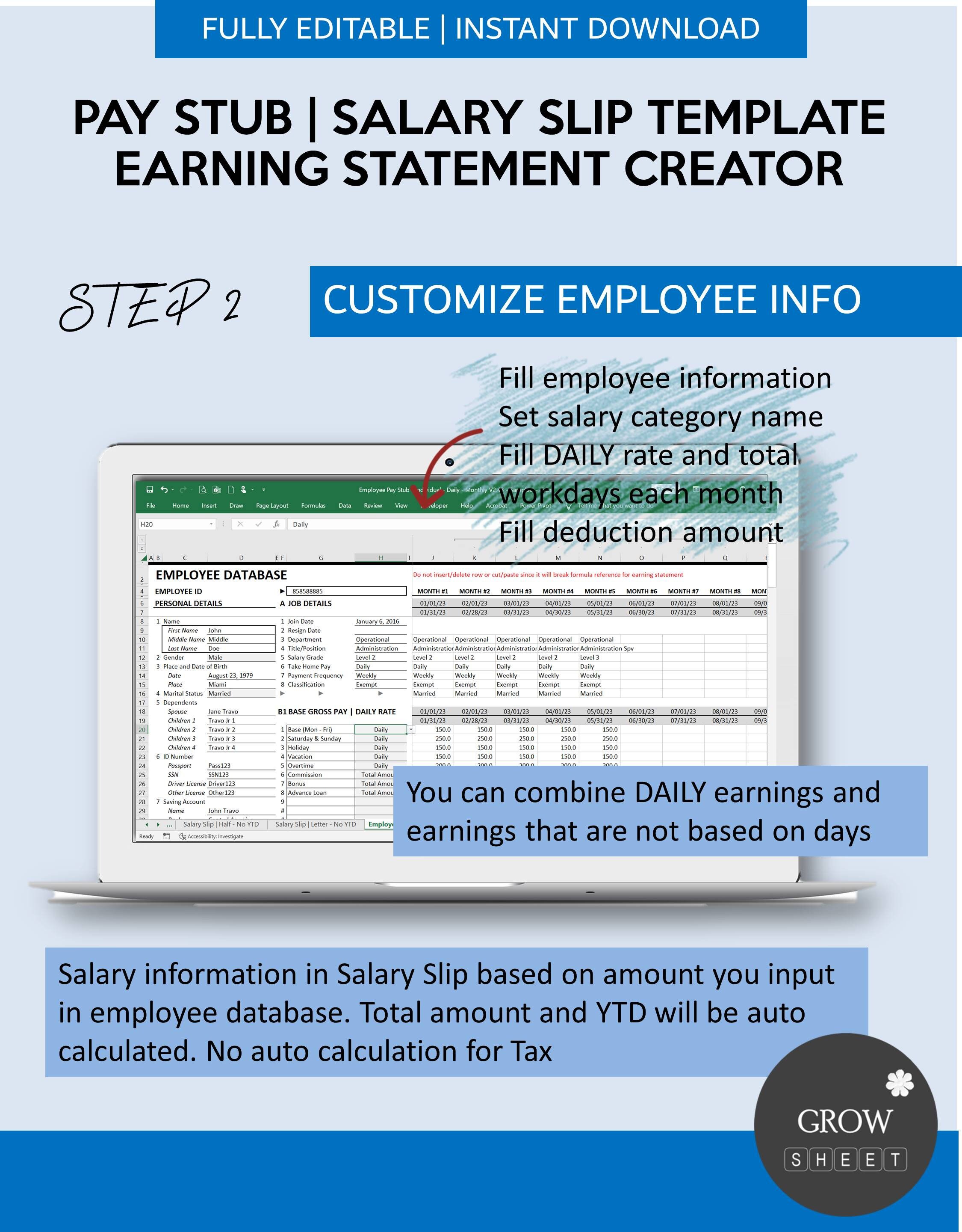 Salary Slip Generator Pay Slip Creator With Daily Employee Database ...