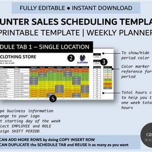 Sales Scheduling Template for Excel and Google Sheets | Multi Roles ...