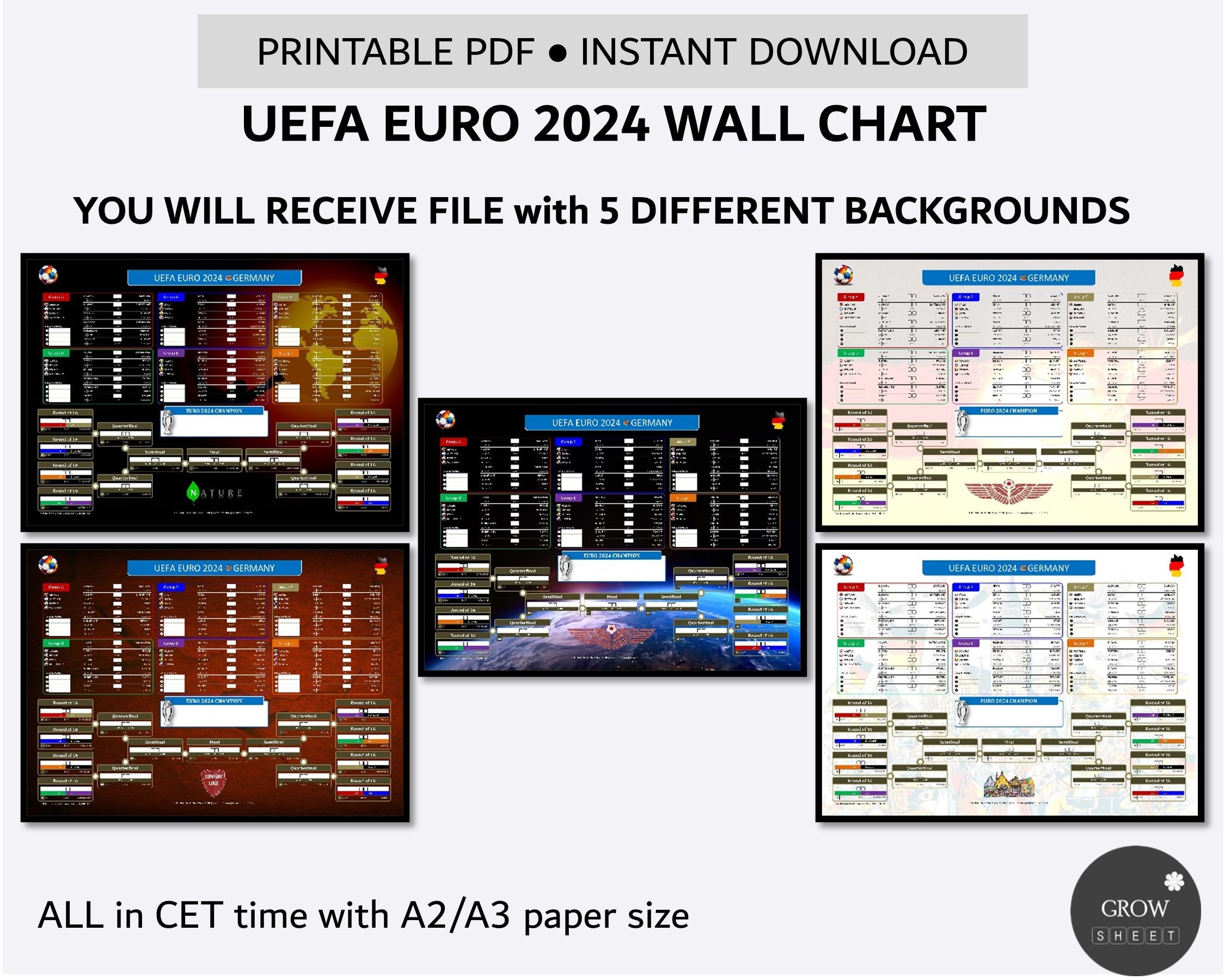 Euro 2024 Wall Chart Printable Euro 2024 Football Tournament Poster Add ...