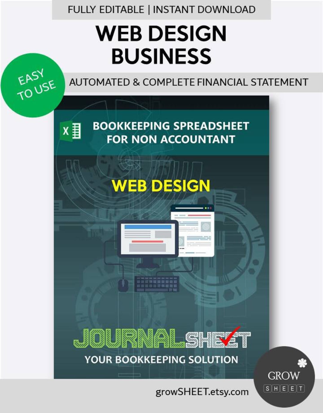 Web Design Business Bookkeeping Spreadsheet for Non Accountant ...