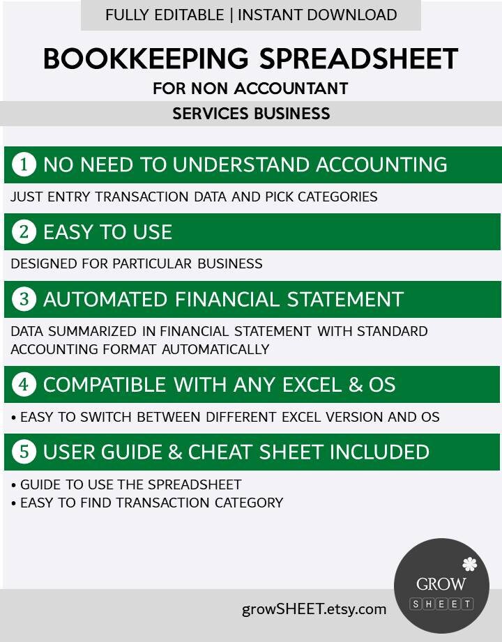 Notary Business Bookkeeping Spreadsheet for Non Accountant | Services ...