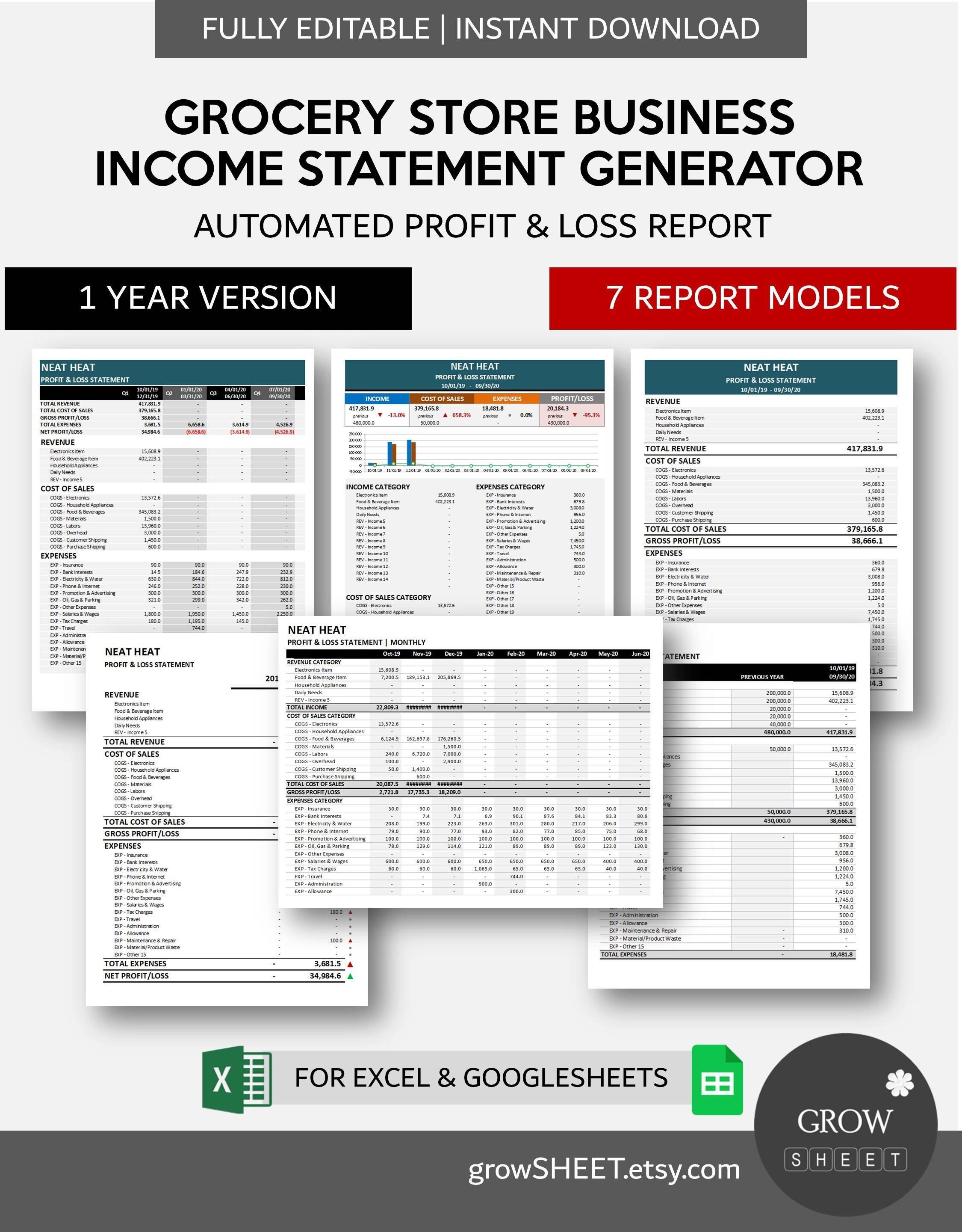 Grocery Store Income Statement Generator | Automated Profit & Loss ...