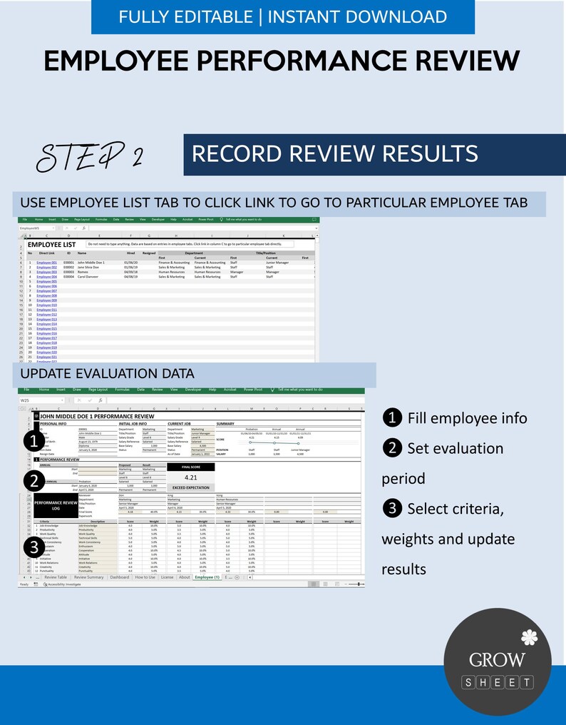 Employee Performance Review Template With Database | Performance ...