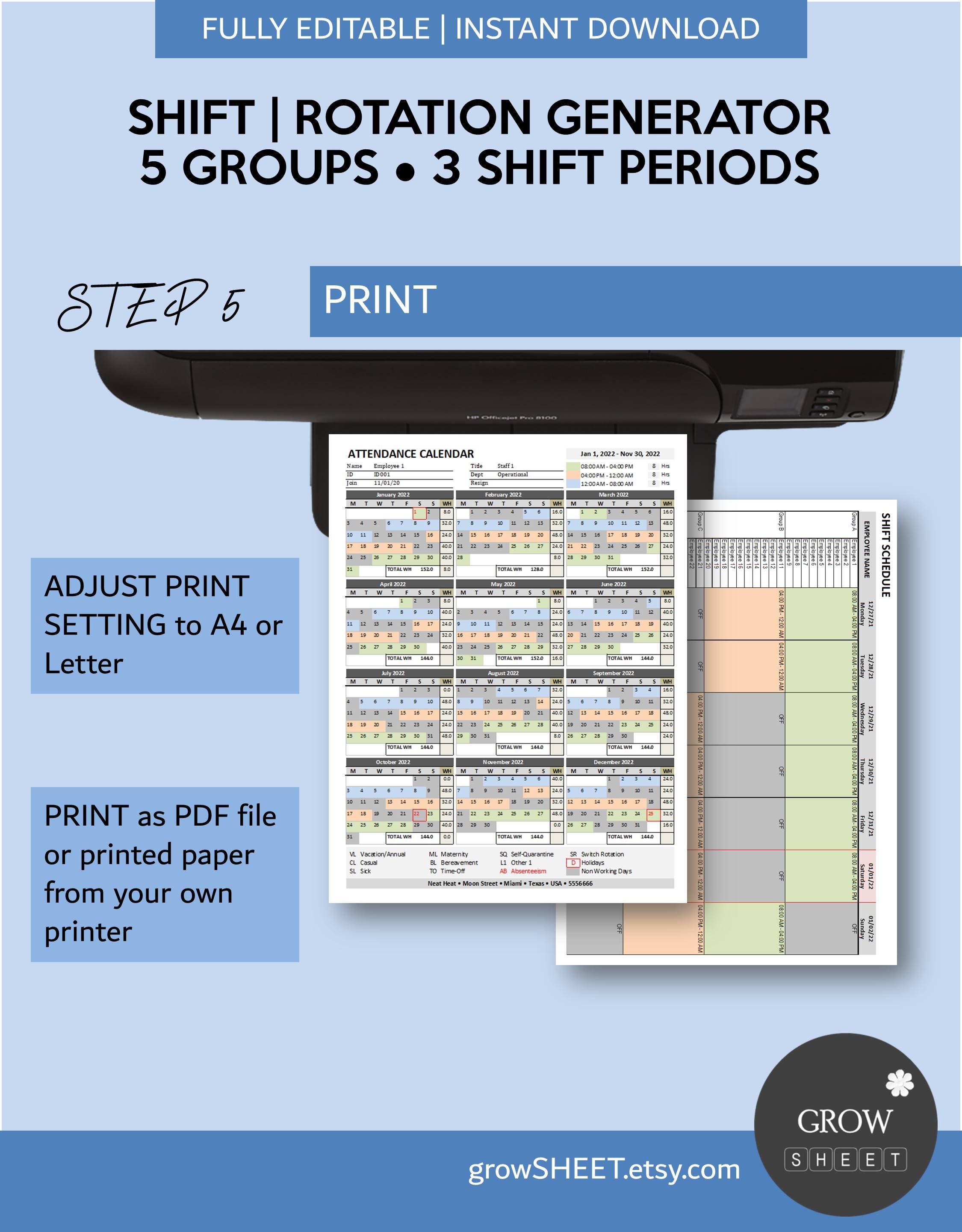 Shift Schedule Generator | Printable Hourly Employee Work Schedule ...