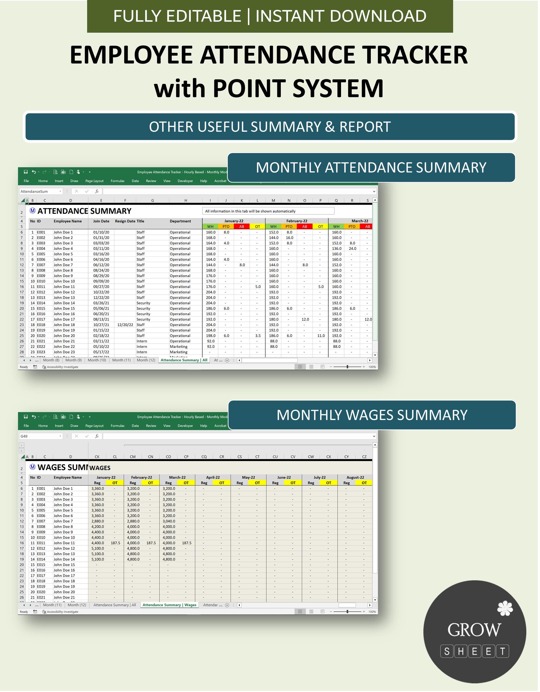 Employee Attendance Tracker With Disciplinary Point System Automated ...