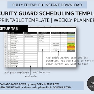 Security Guard Scheduling Template | Multi Roles-location-shift Period ...