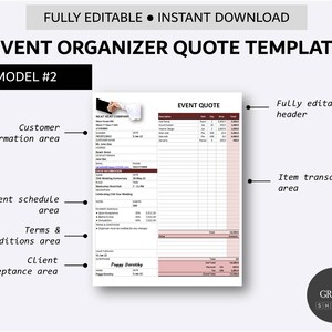 Printable Event Organizer Quote Template for Excel and Google Sheets ...