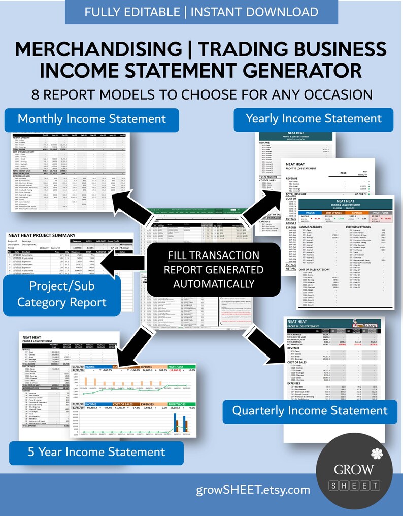 Merchandising Business Income Statement Generator Store - Etsy