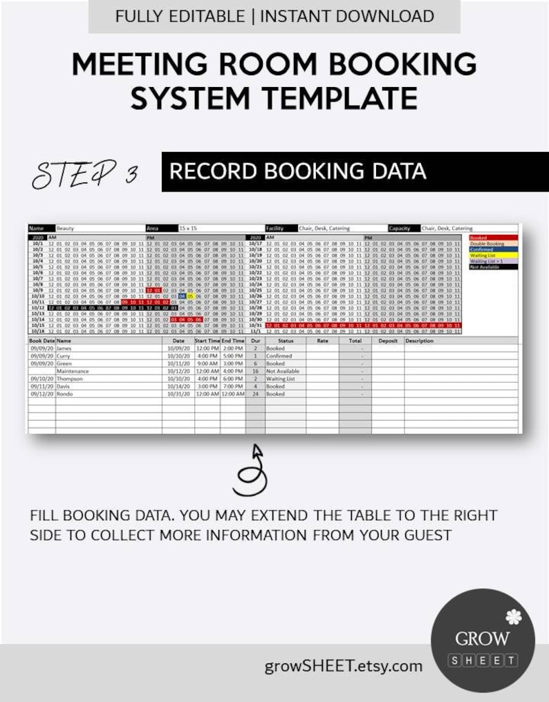 Meeting Room Hourly Booking Template | Meeting Space Hourly Rental ...