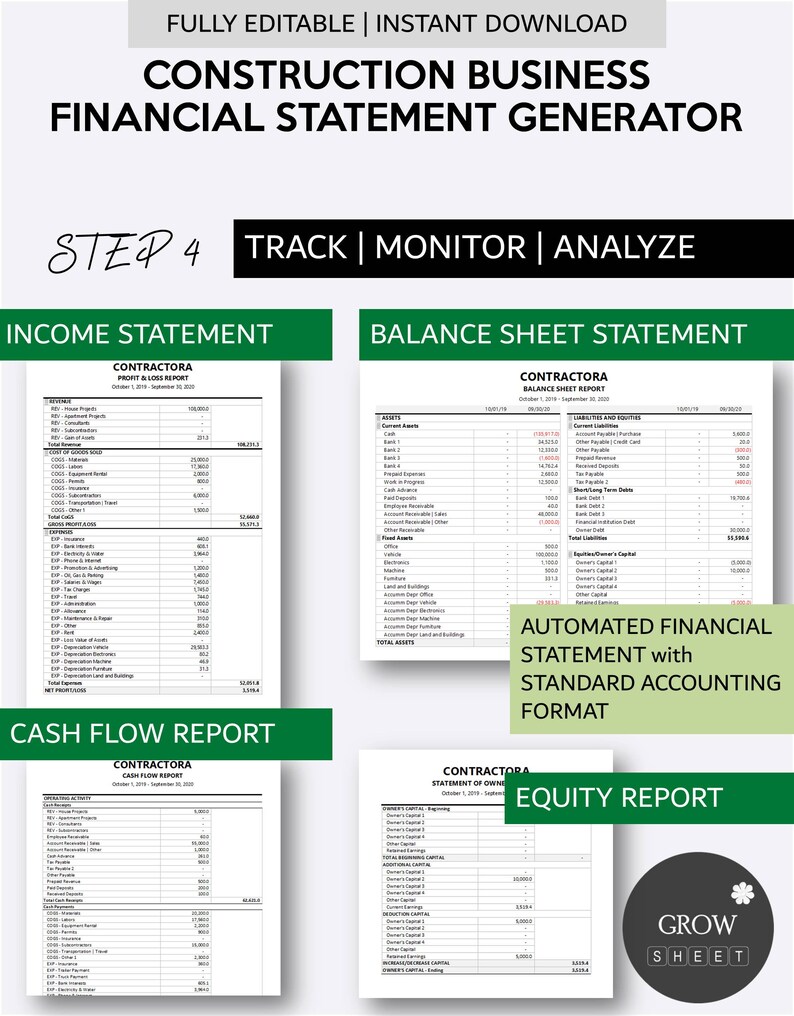 Construction Project Financial Statement Generator | Automated Income ...