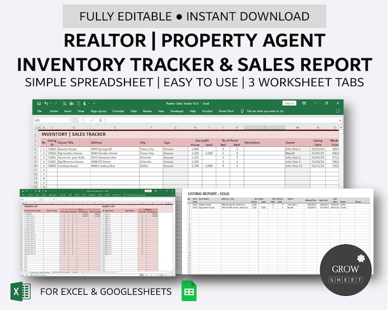 Realtor Inventory and Sales Tracker | Property Agent Listing Management ...
