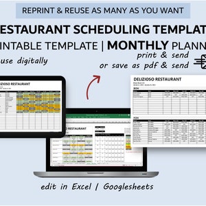 Restaurant Scheduling Template | Multi Roles-location-shift Period | Printable One Month ...