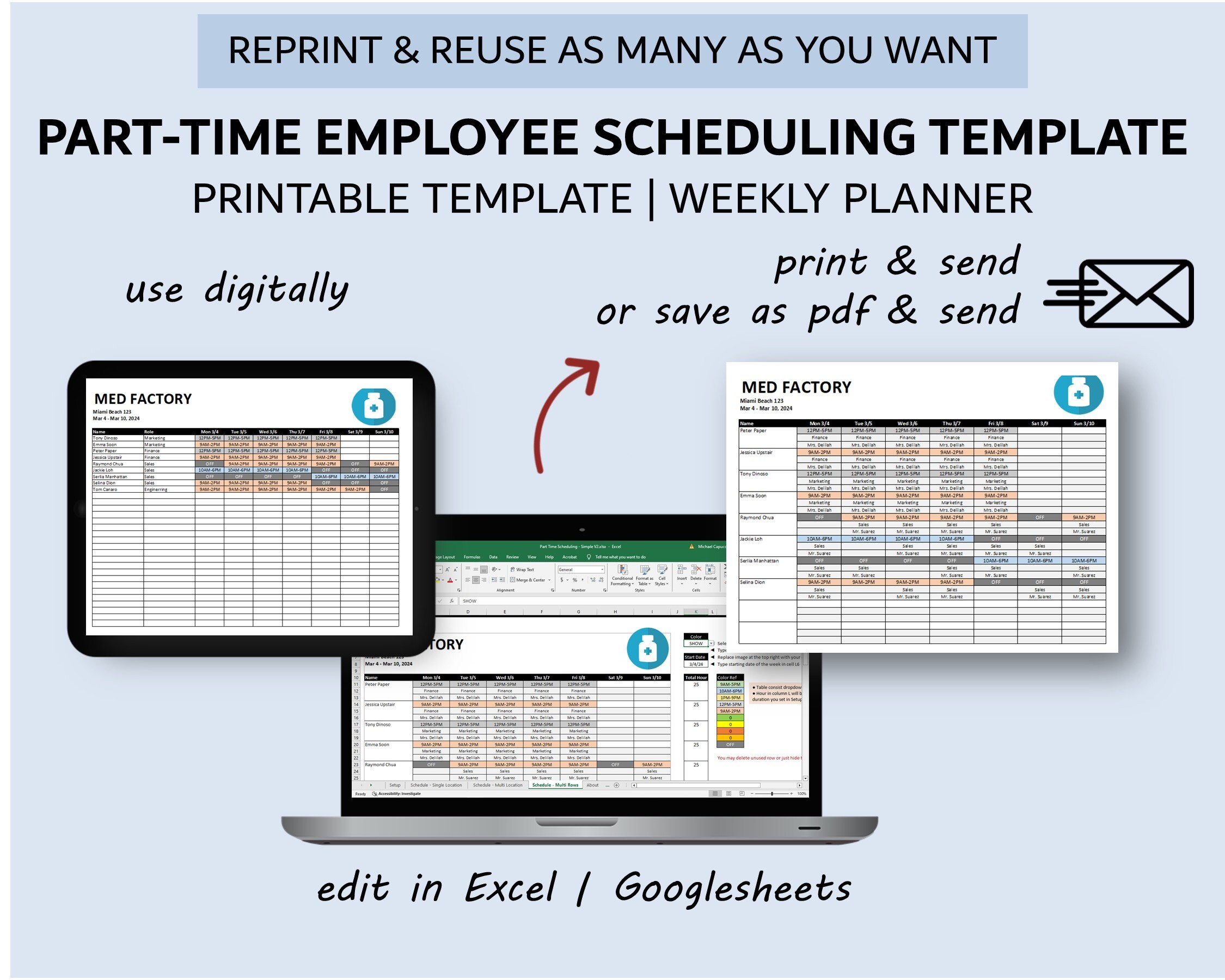Part-time Employee Scheduling Template for Excel and Google Sheets ...