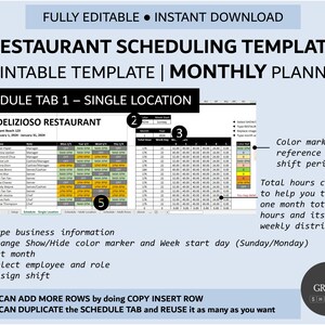 Restaurant Scheduling Template | Multi Roles-location-shift Period ...