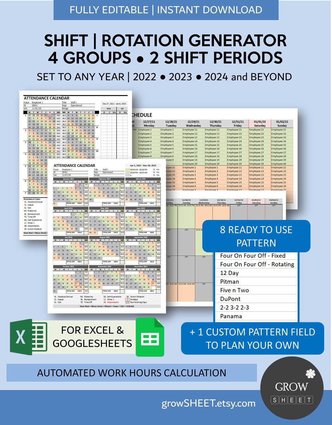 Shift Schedule Generator | Hourly Employee Work Rotation Scheduler ...
