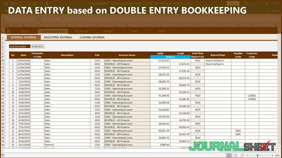 Double Entry Bookkeeping Excel Template