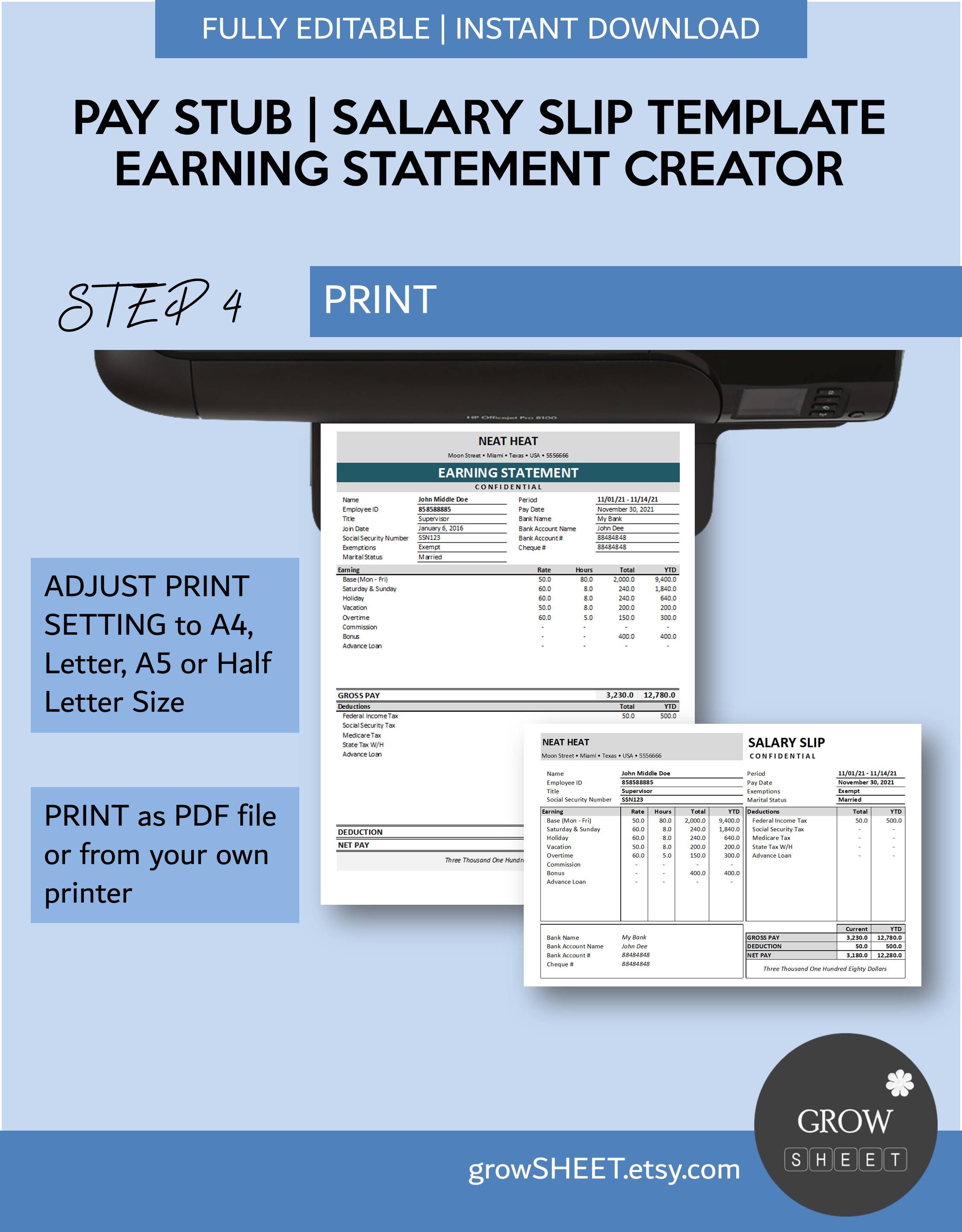 Salary Slip Generator | Pay Slip Creator for Hourly Employee | Biweekly ...
