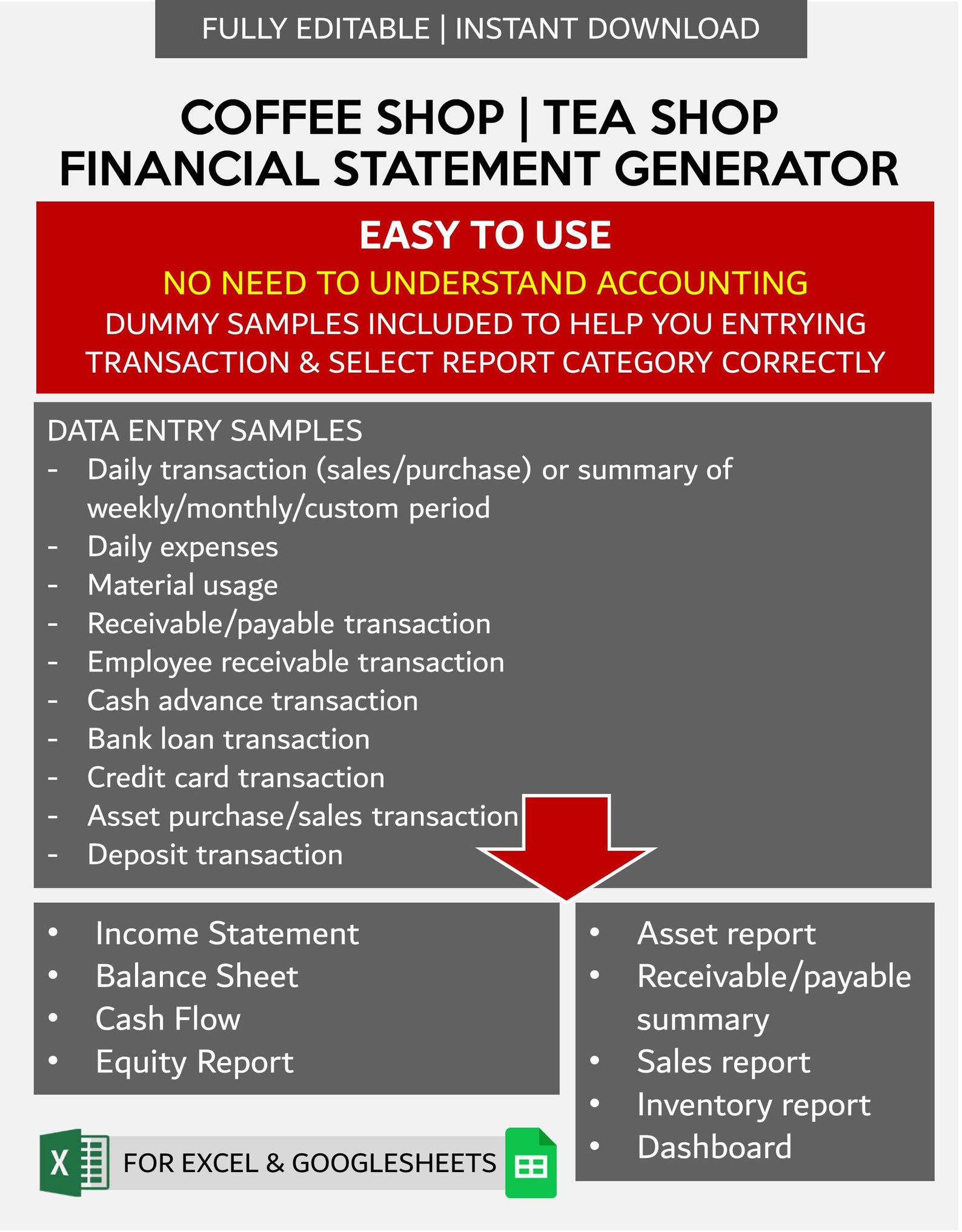 Coffee Shop Business Financial Statement Generator | Automated Income ...