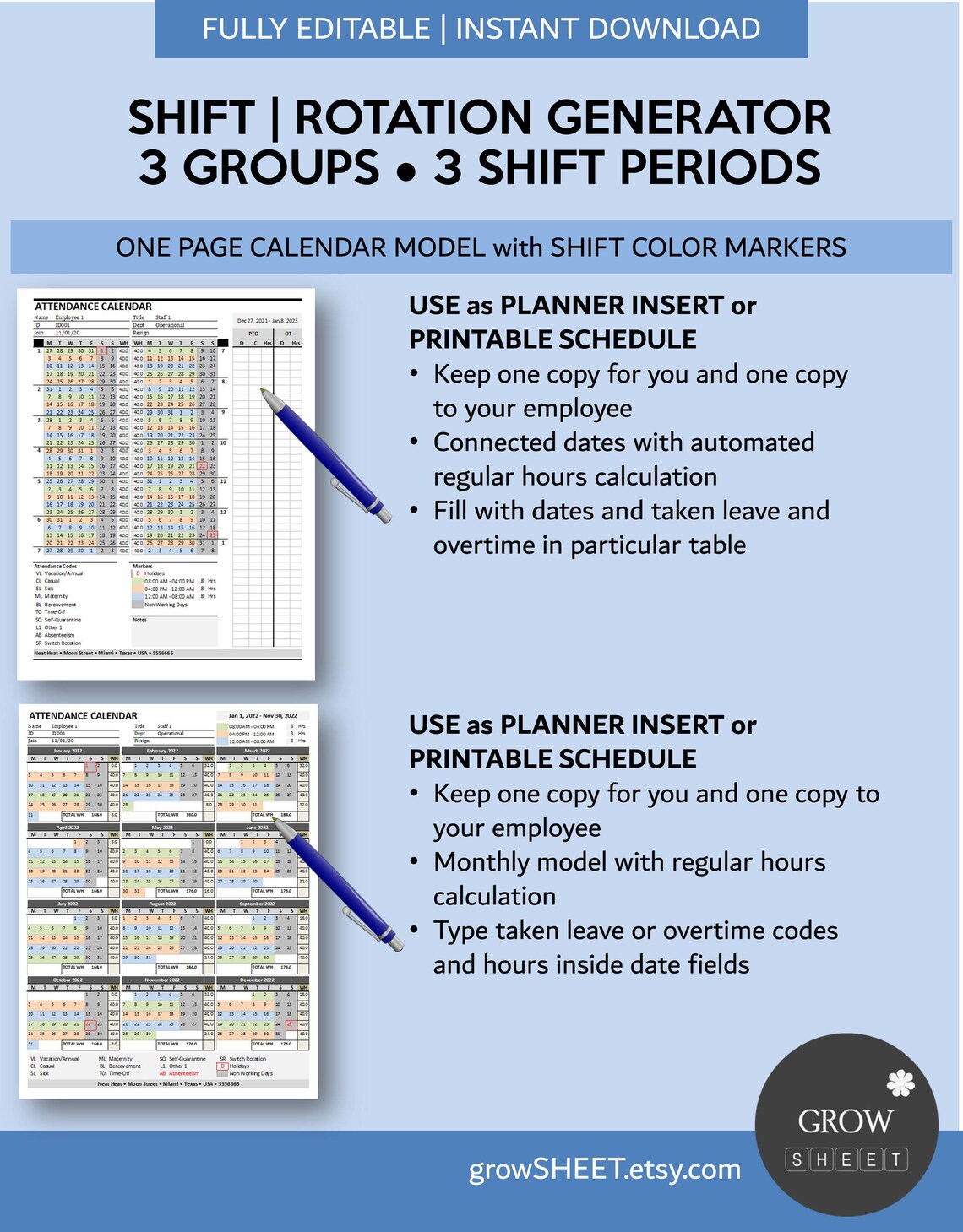 Shift Schedule Generator | Hourly Employee Work Rotation Schedule ...