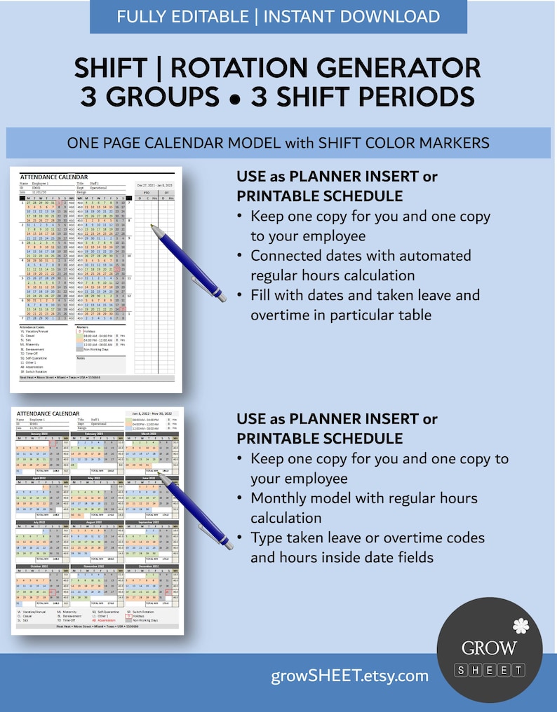 Shift Schedule Generator | Hourly Employee Work Rotation Schedule ...