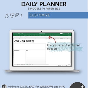 Daily Planner With Cornell Notes Templates | Cornell Notebook Insert ...