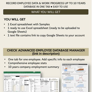 Simple Employee Database Manager for Excel and Google Sheets | Employee ...