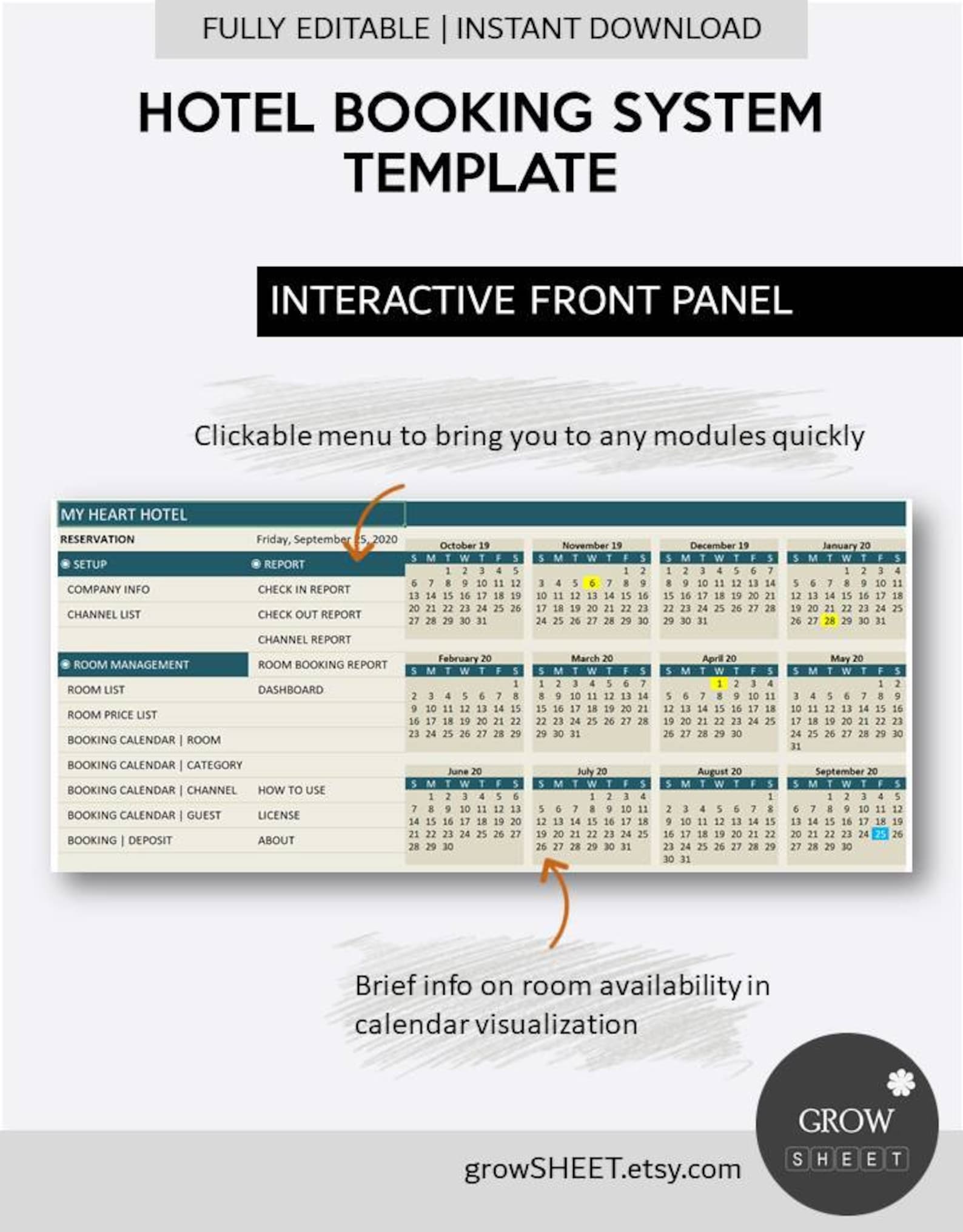 Hotel Booking System Template | Hotel Reservation Spreadsheet Excel ...