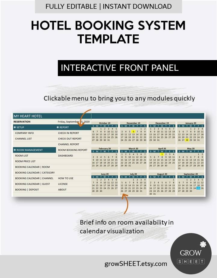 Hotel Booking System Template | Hotel Reservation Spreadsheet Excel ...