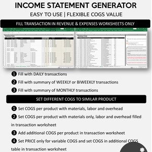 Bakery Shop Business Income Statement Generator | Automated Profit ...