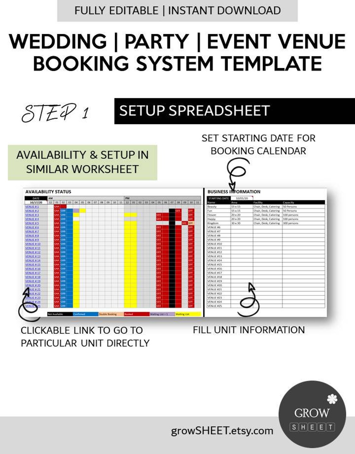 Wedding Venue Booking Template Event Venue Reservation - Etsy