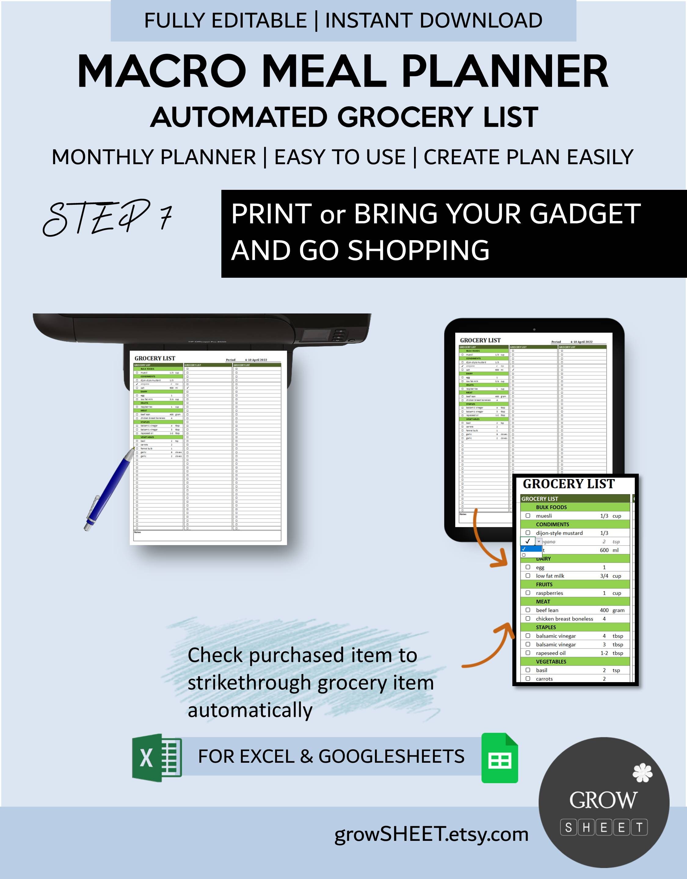 Macro Monthly Meal Planner With Automated Grocery List | Monthly Menu ...