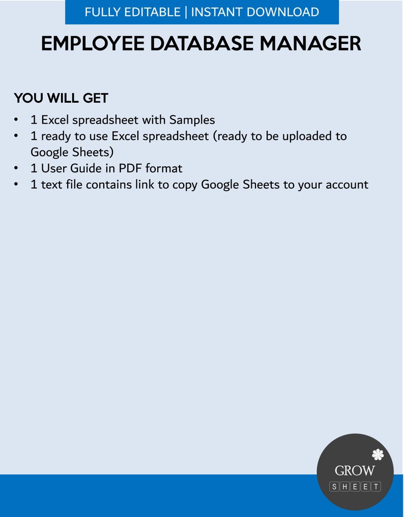 Employee Database Management System for Excel and Google Sheets | Human ...