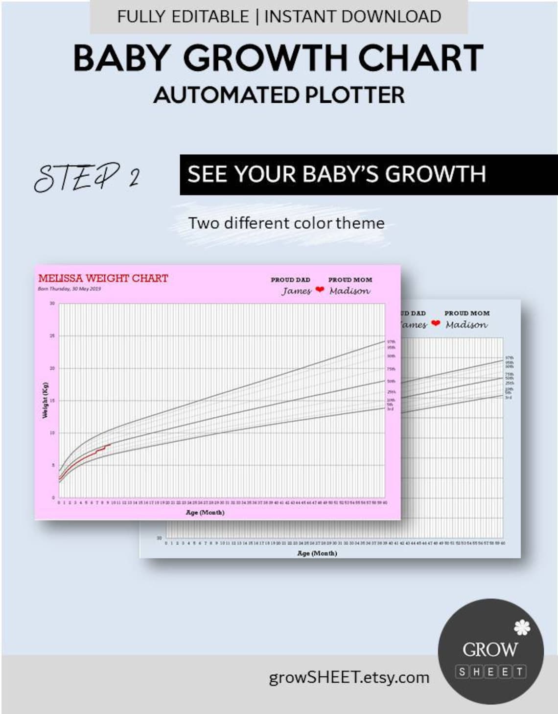 Baby Growth Chart With Automated Plotter Excel Template Boy Girl Growth ...
