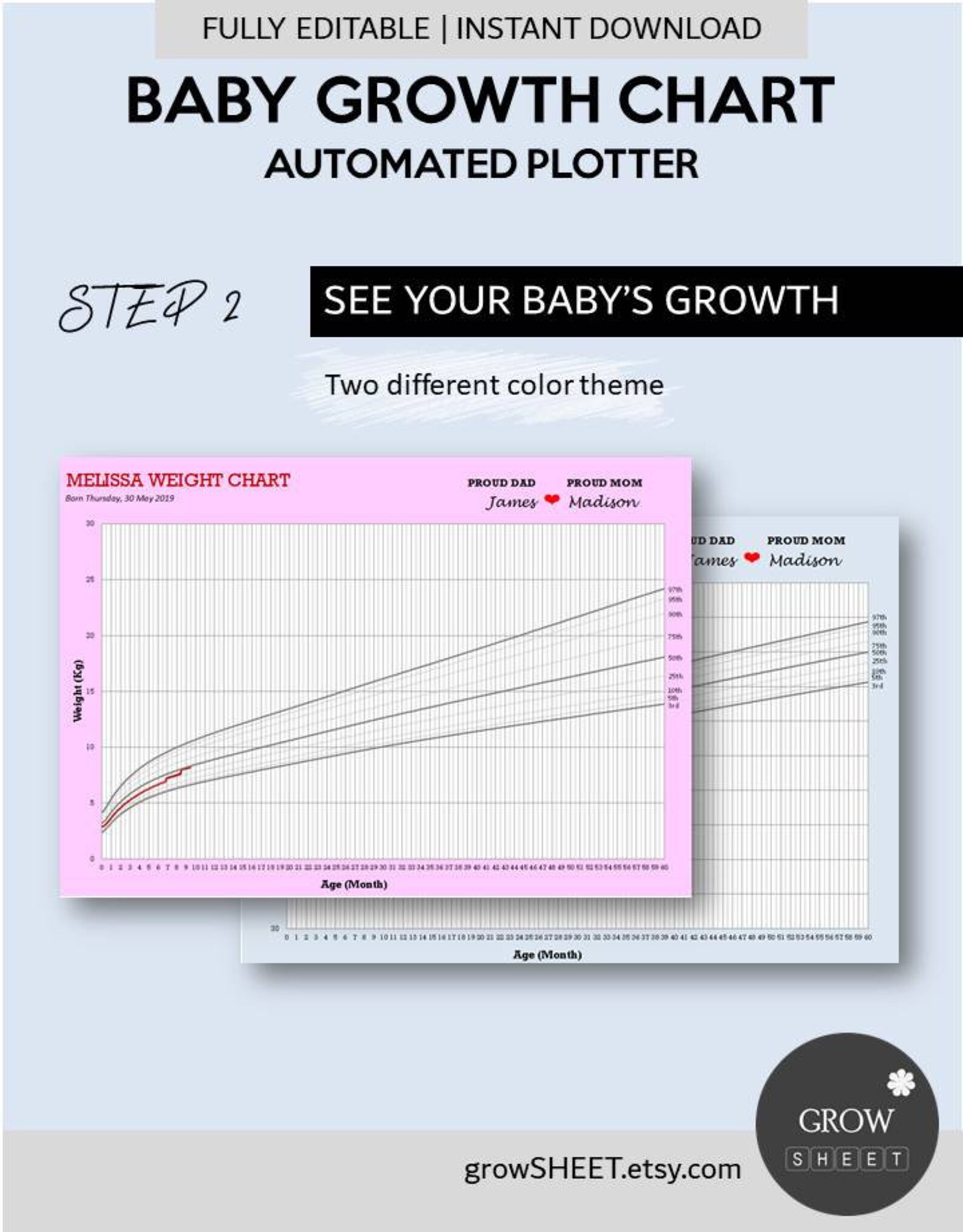 Baby Growth Chart With Automated Plotter Excel Template Boy Girl Growth ...