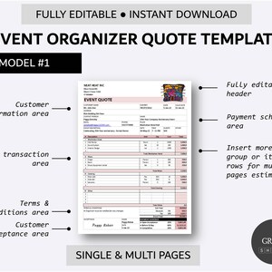 Printable Event Organizer Quote Template for Excel and Google Sheets ...