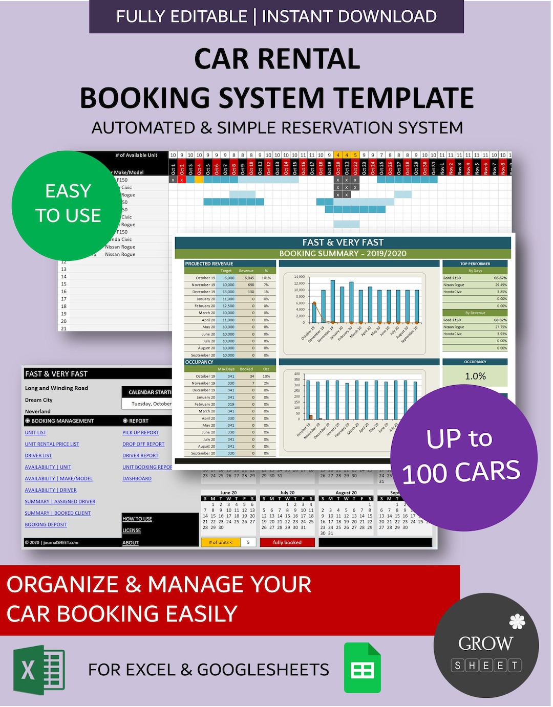 Car Rental Booking System Template | Vehicle Reservation Spreadsheet ...