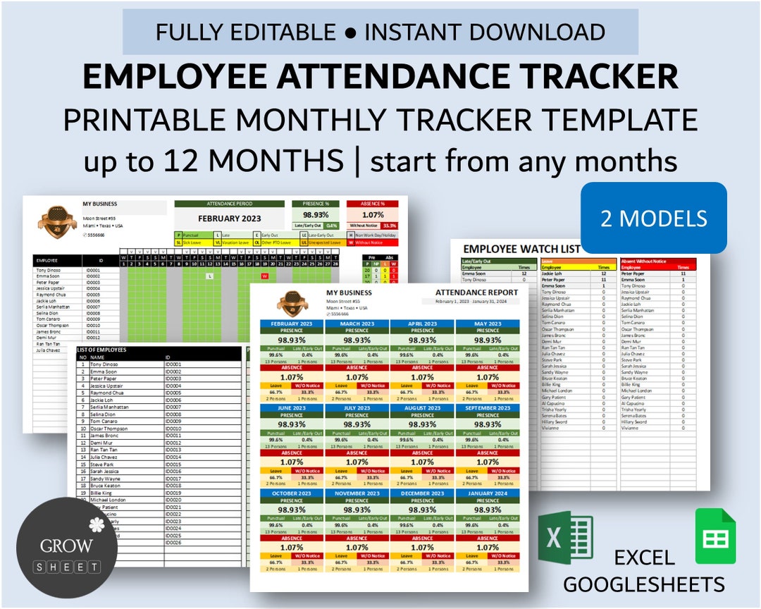 Employee Attendance Tracker | Daily Attendance Record | Start From Any ...