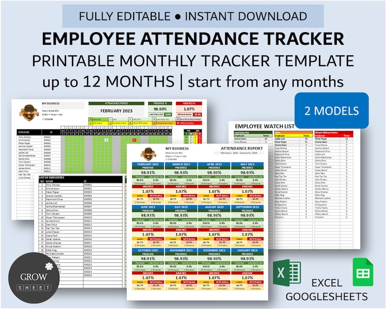 Employee Attendance Tracker | Daily Attendance Record | Start From Any ...