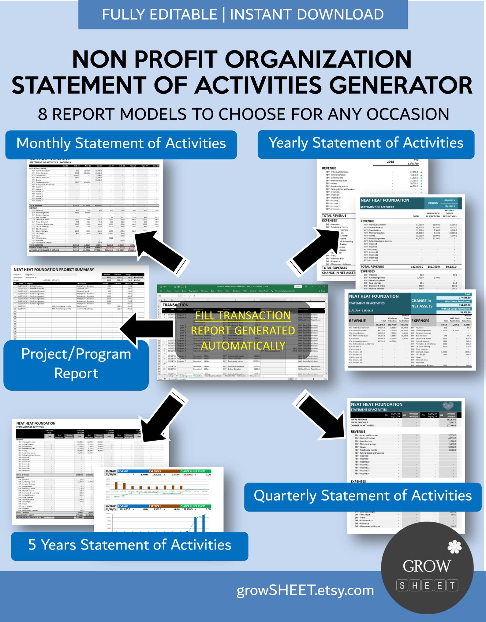 Non Profit Organization Income Statement Generator Charitable ...