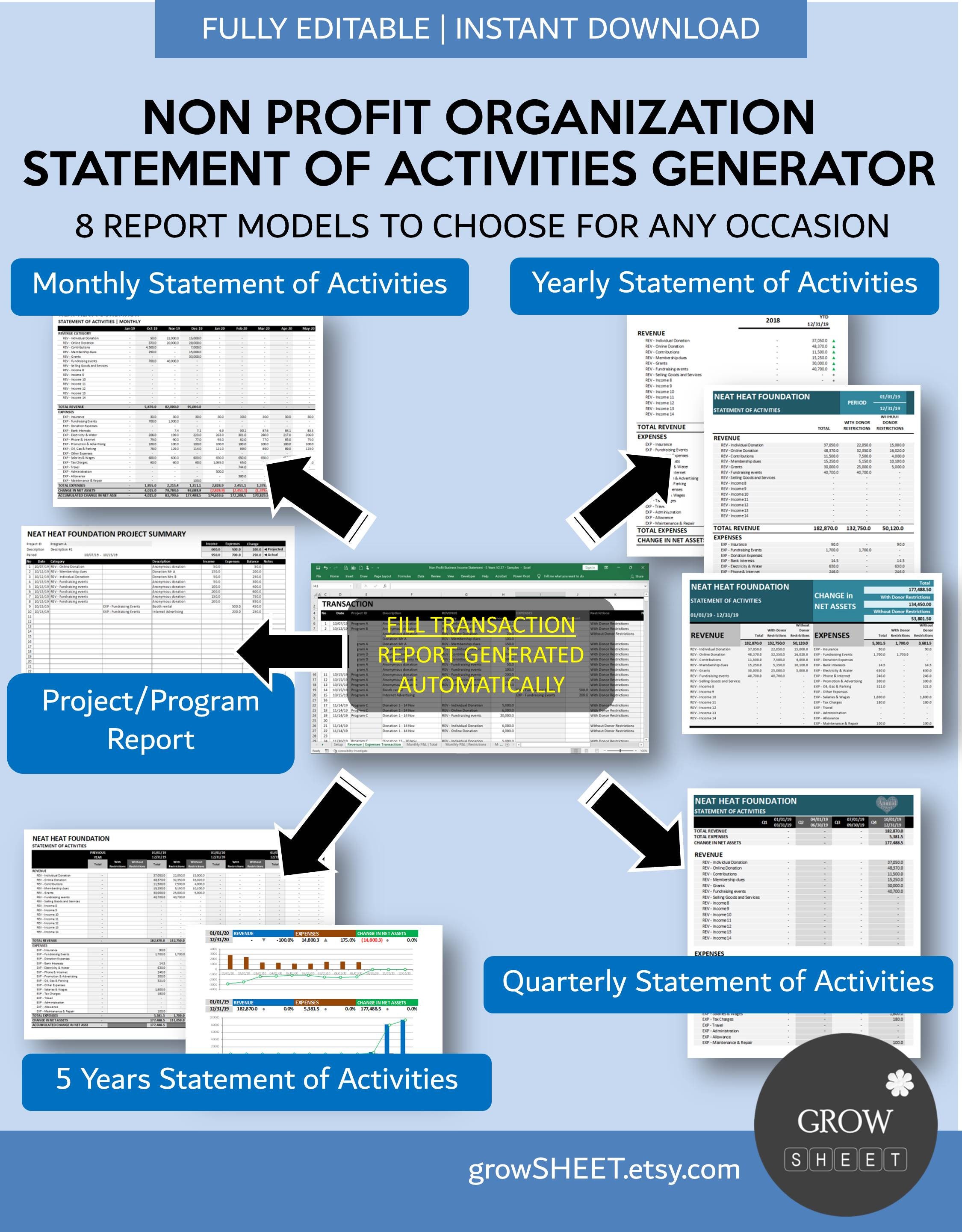 Non Profit Organization Income Statement Generator Charitable ...