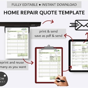 Printable Home Repair Quote Template | Home Renovation Price Quotation ...