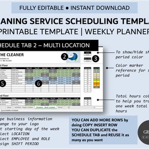 Cleaning Service Scheduling Template Multi Roles-location-shift Period ...