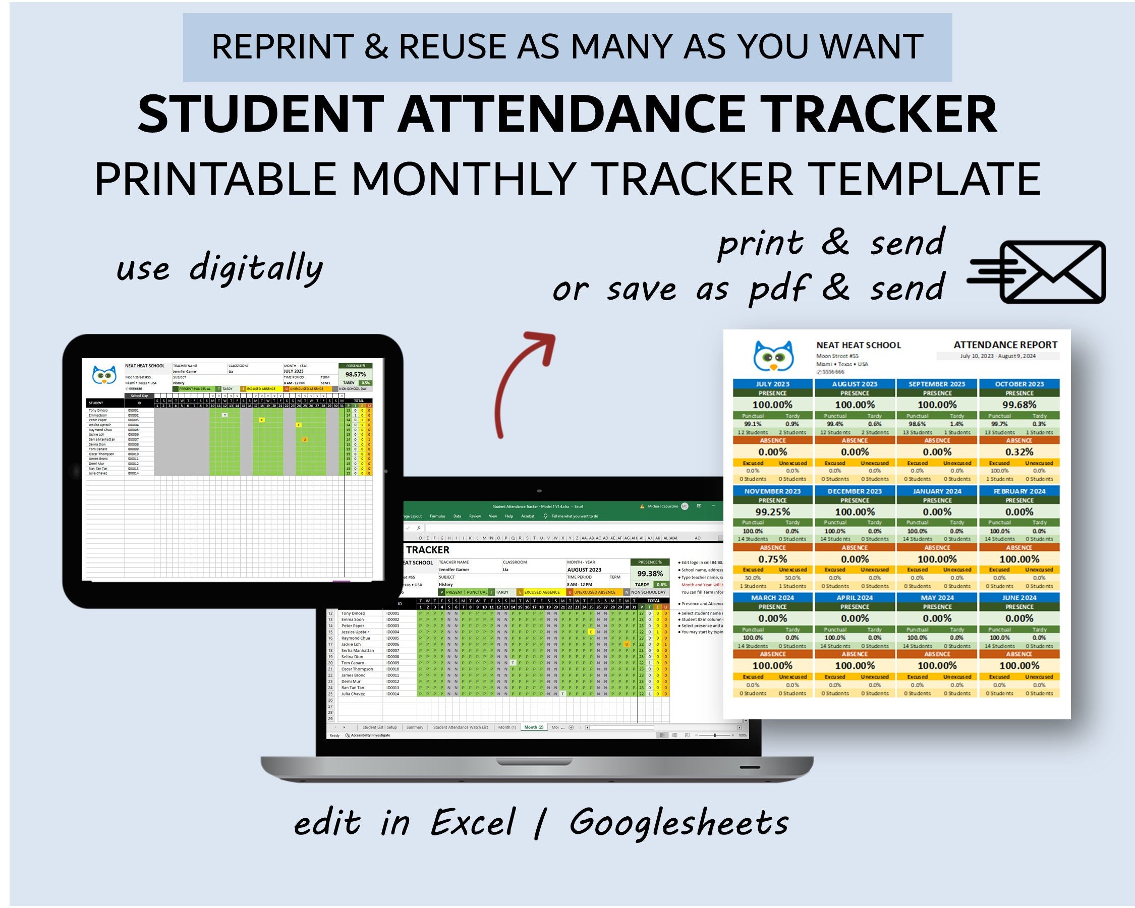 Student Attendance Tracker | Daily Attendance Record | Start From Any ...