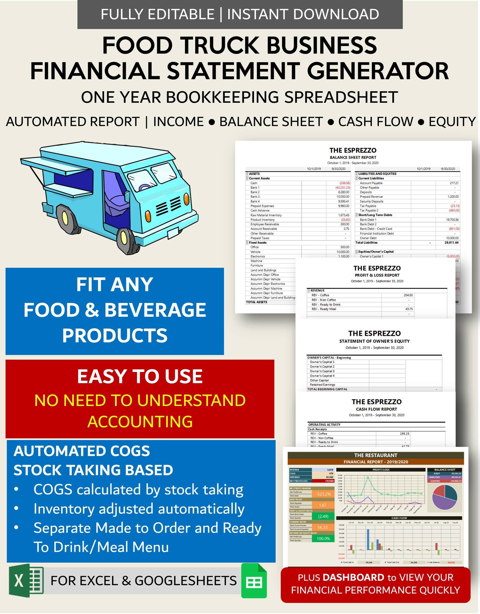 Food Truck Business Financial Statement Generator | Automated Income ...