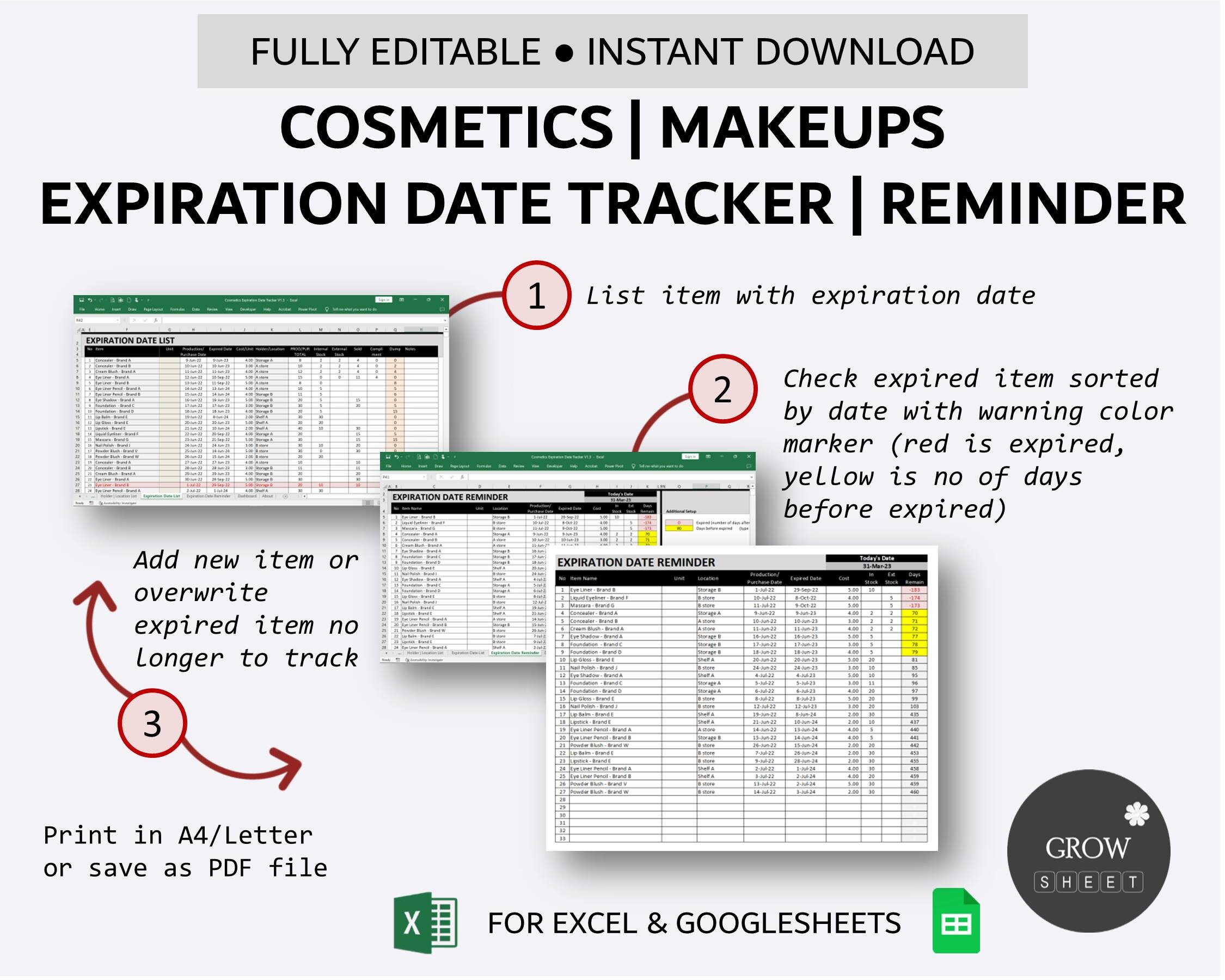 Cosmetics Expiry Date Tracker Simple Makeups Inventory Database With ...