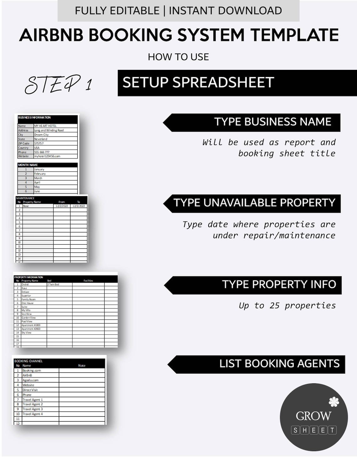 Airbnb Booking System Template | VRBO Reservation Spreadsheet ...