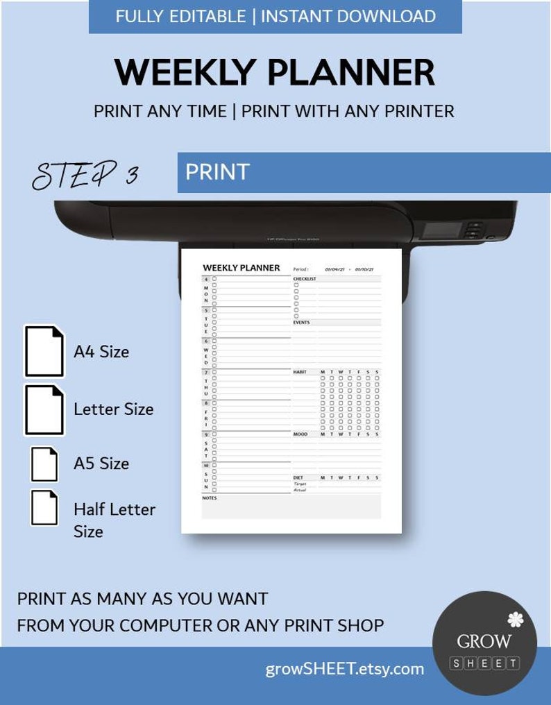 Weekly Planner Template Weekly Calendar Excel Template With Automated ...